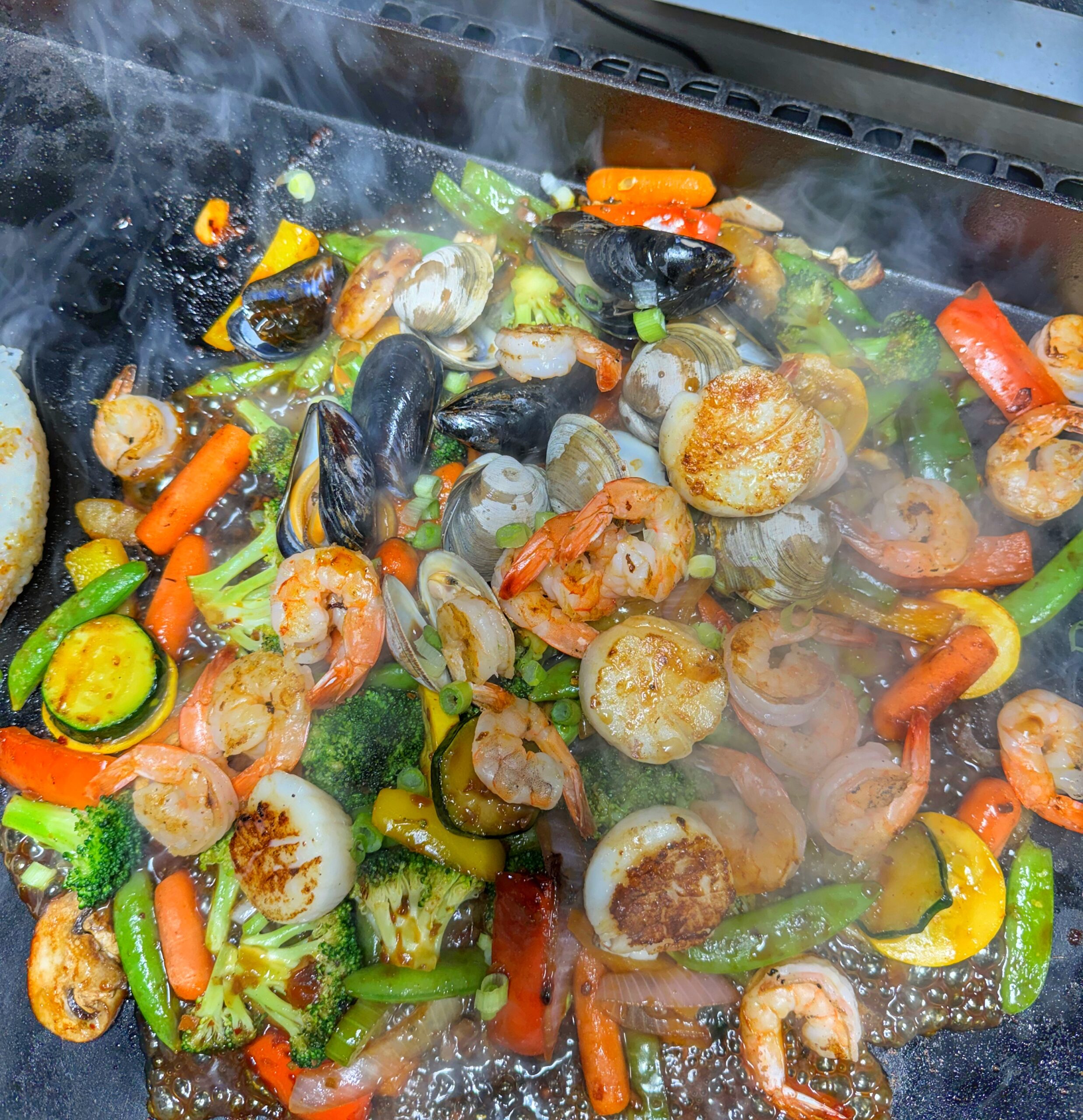 Seafood Stir Fry on the Traeger - This Jew Can Que